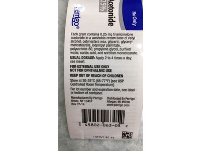 Triamcinolone Acetonide Cream USP, 0.025% (RX) 1 LB Perrigo Ingredients ...