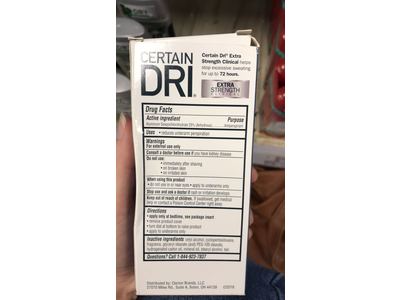 Certain Dri Antiperspirant, Extra Strength Solid, 1.7 oz Ingredients ...
