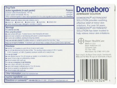 Domeboro Astringent Solution, 12 packets Ingredients and Reviews
