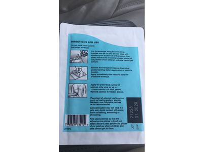 Lidocaine Patch 5% (RX), 1 Patch, Qualitest Ingredients and Reviews