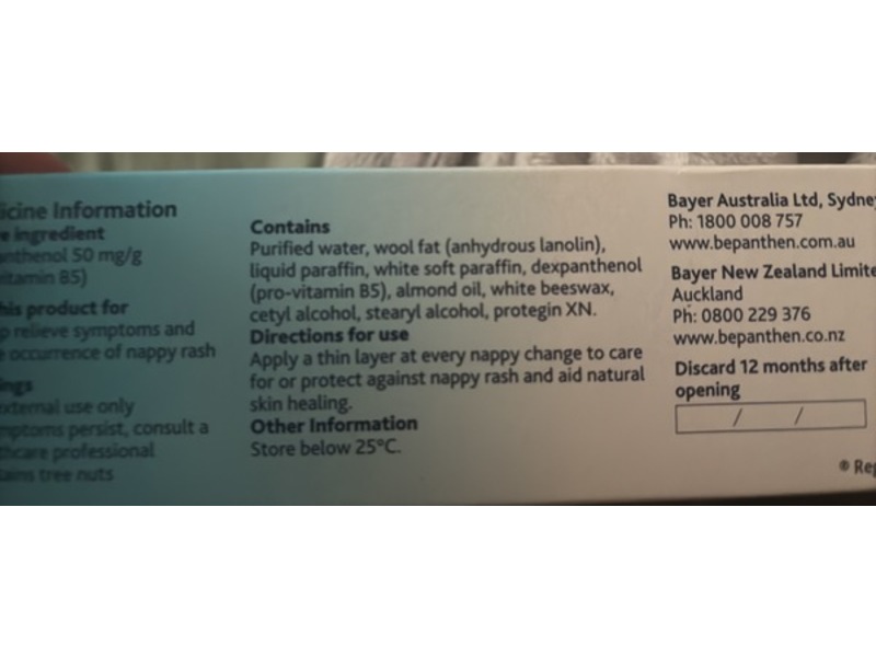 Bepanthen Nappy Rash Ointment, 200 g Ingredients and Reviews