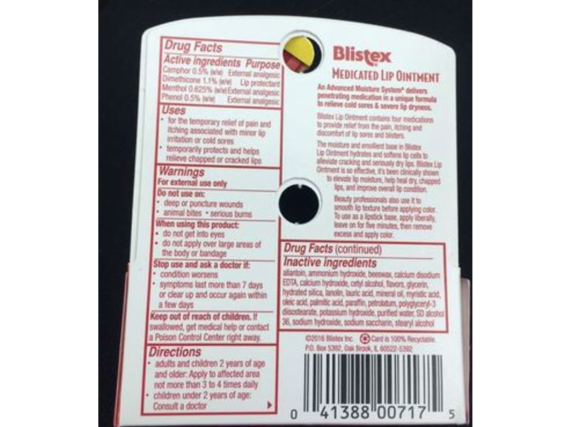 Blistex Medicated Lip Ointment Ingredients