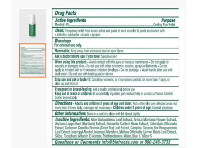 Biofreeze Cold Therapy Pain Relief Roll On, 3 oz Ingredients and Reviews