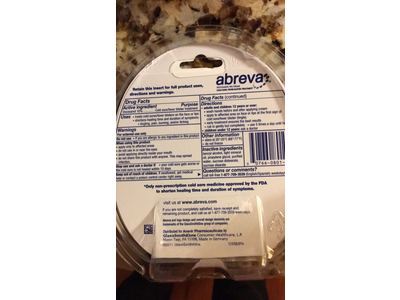 Abreva Cold Sore/Fever Blister Treatment Cream, 2 g Ingredients and Reviews